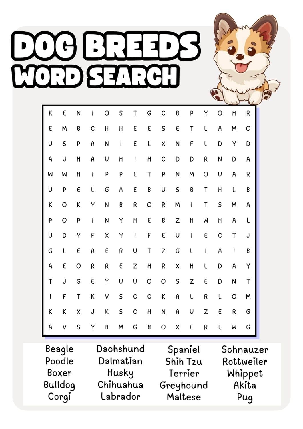 Dogs Word Searches (Free to Print!) - Teach Prints