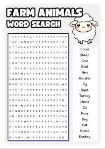 Farm Animals Word Searches (Free to Print!) - Teach Prints