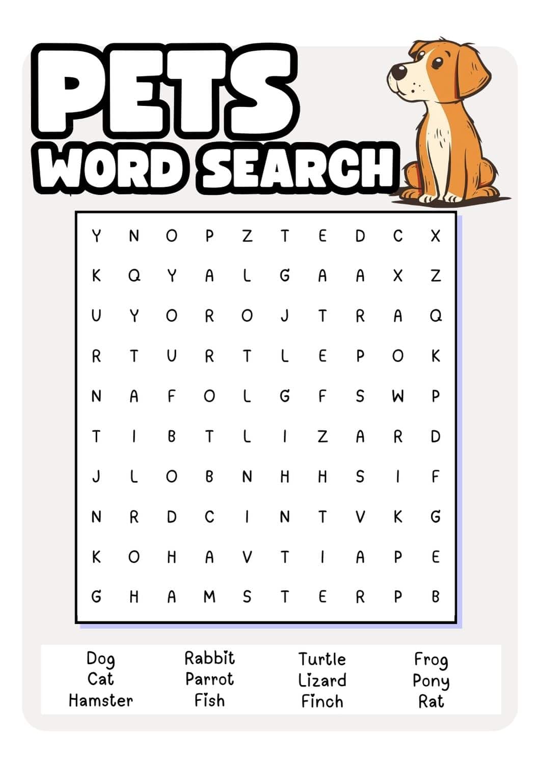 Pets Word Searches (Free to Print!) - Teach Prints
