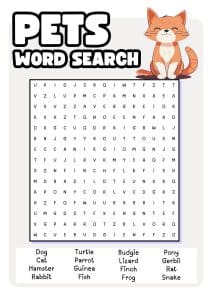 Pets Word Searches (Free to Print!) - Teach Prints