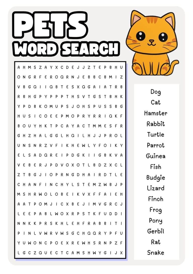 Pets Word Searches (Free to Print!) - Teach Prints