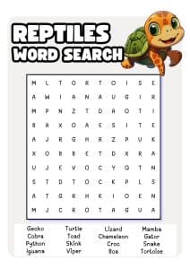Reptiles Word Searches (Free to Print) - Teach Prints