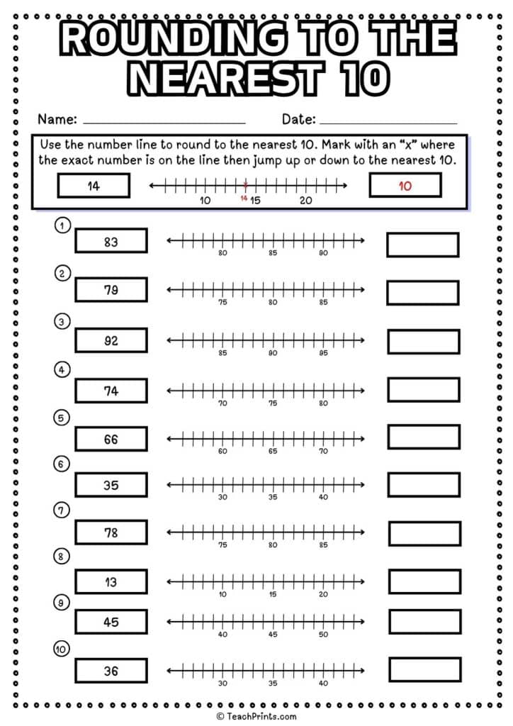 Free Rounding to the Nearest 10 Worksheets - Teach Prints