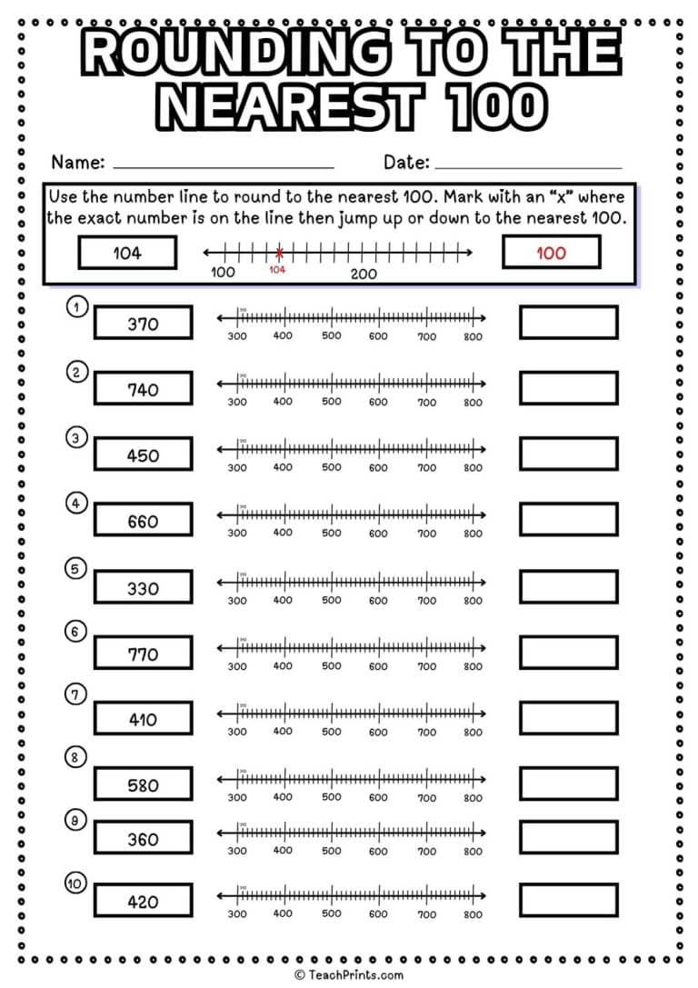Free Rounding to the Nearest 100 Worksheets - Teach Prints