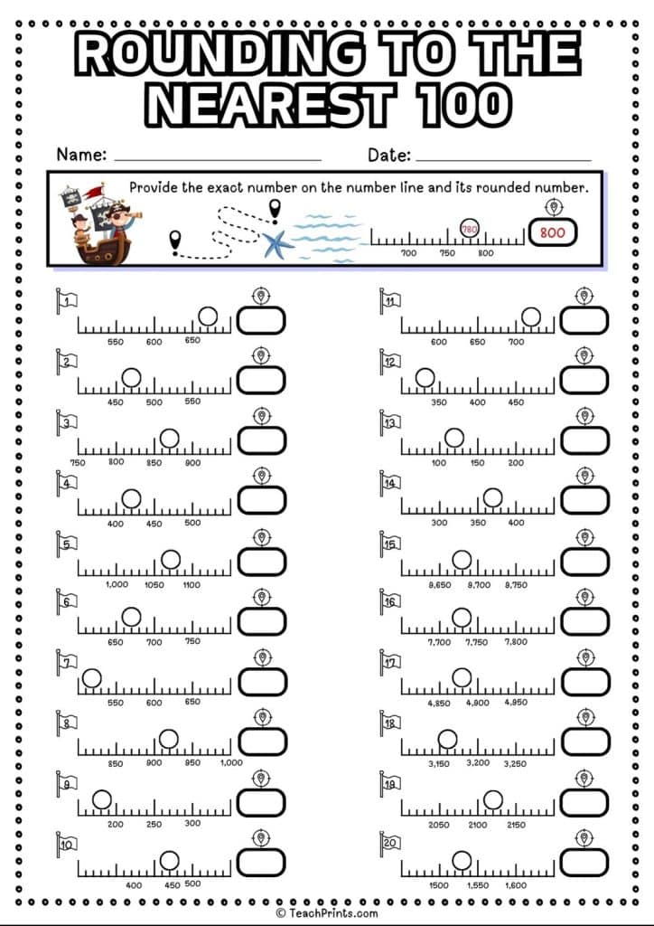 Free Rounding to the Nearest 100 Worksheets - Teach Prints