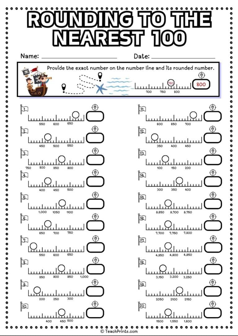 Free Rounding to the Nearest 100 Worksheets - Teach Prints
