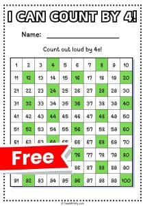 Skip Counting by 4 Worksheets (Free Printable Pdfs) - Teach Prints