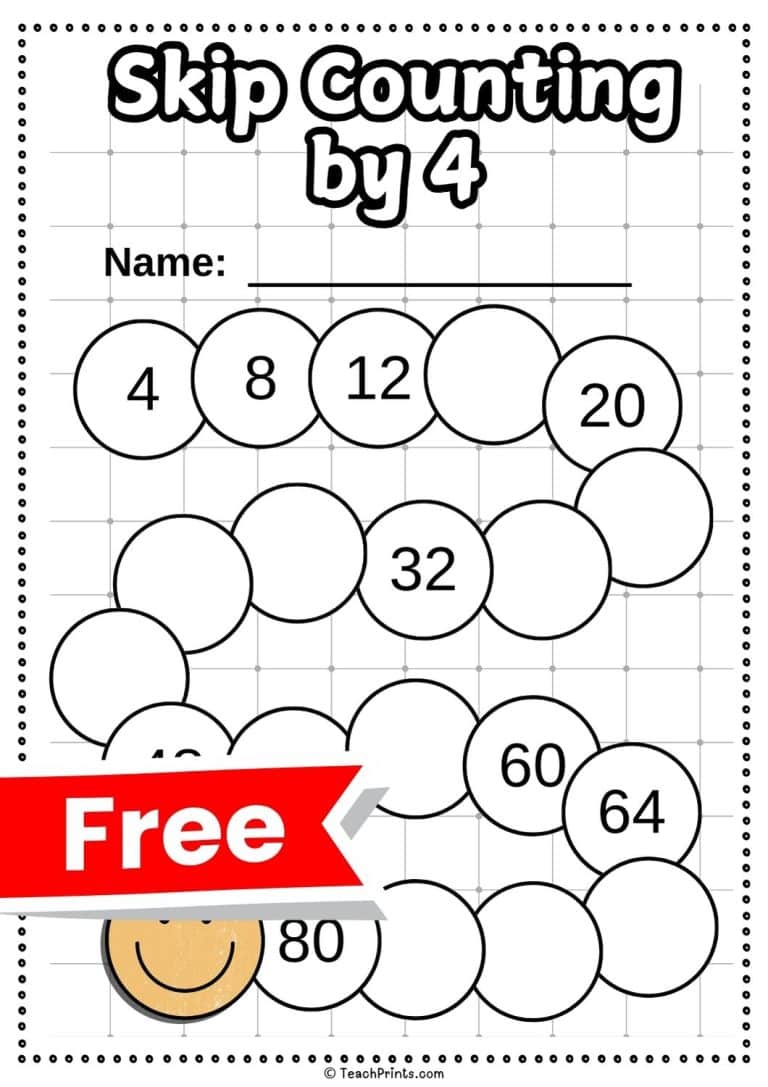 Skip Counting by 4 Worksheets (Free Printable Pdfs) - Teach Prints