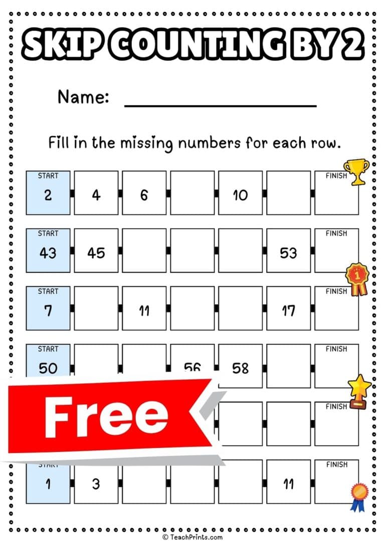 Skip Counting by 2 Worksheets (Free Printable Pdfs) - Teach Prints