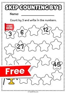Skip Counting by 3 Worksheets (Free Printable Pdfs) - Teach Prints