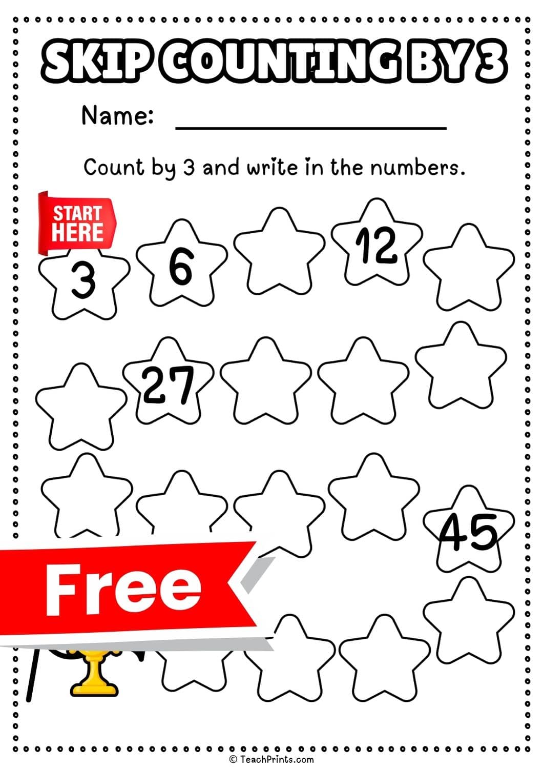 Skip Counting by 3 Worksheets (Free Printable Pdfs) - Teach Prints