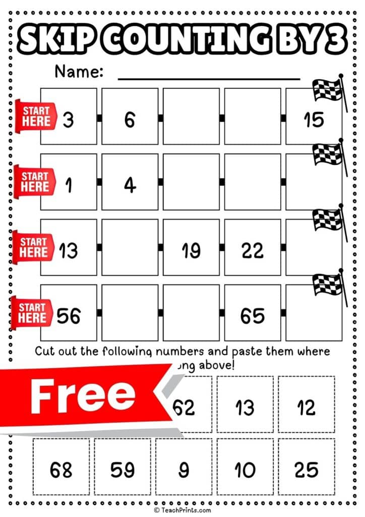 Skip Counting by 3 Worksheets (Free Printable Pdfs) - Teach Prints
