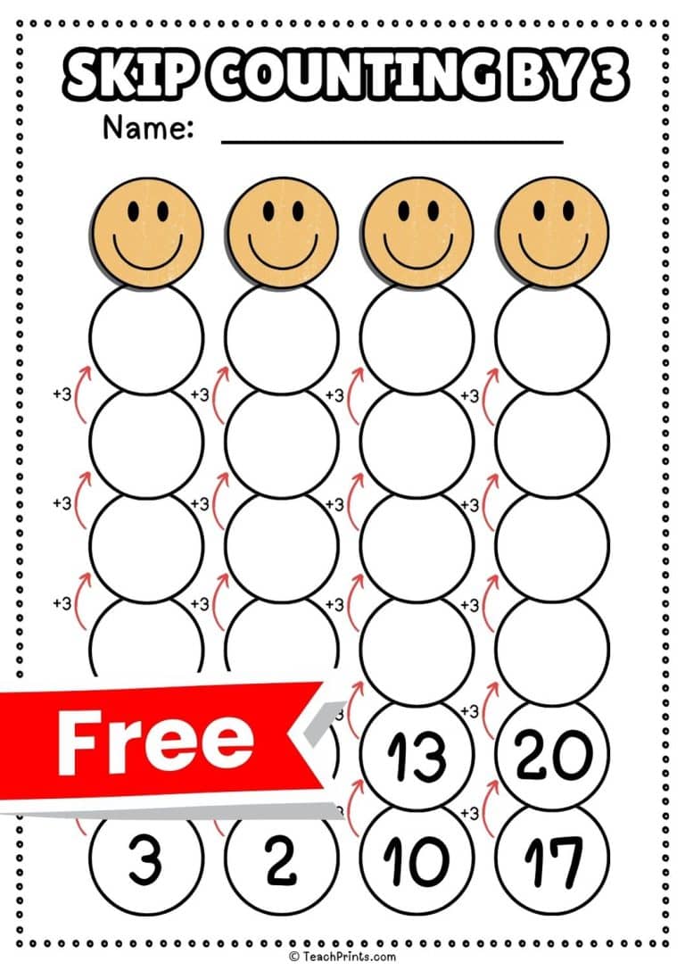 Skip Counting by 3 Worksheets (Free Printable Pdfs) - Teach Prints
