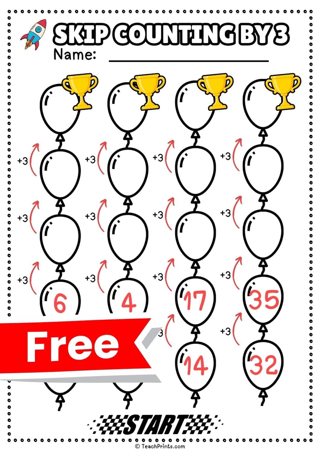 Skip Counting by 3 Worksheets (Free Printable Pdfs) - Teach Prints