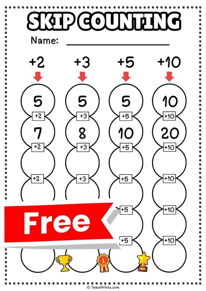 Skip Counting by 3 Worksheets (Free Printable Pdfs) - Teach Prints