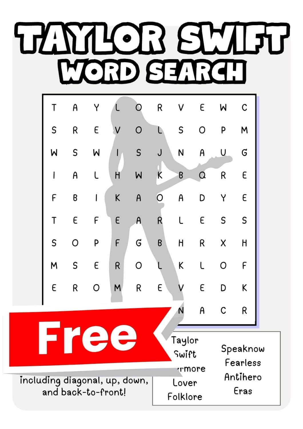 Taylor Swift Word Searches (12 Free Printable Pdfs) - Teach Prints