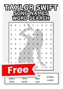 Taylor Swift Word Searches (12 Free Printable Pdfs) - Teach Prints