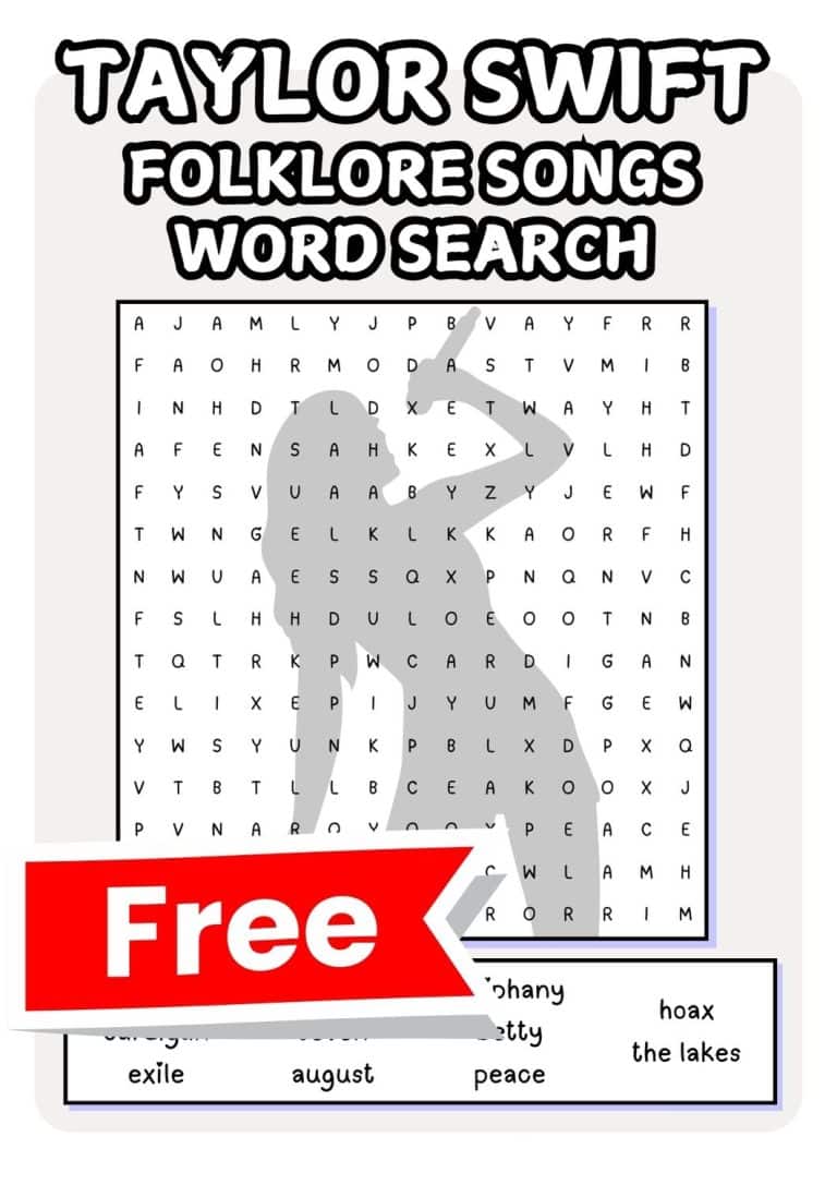 Taylor Swift Word Searches (12 Free Printable Pdfs) - Teach Prints