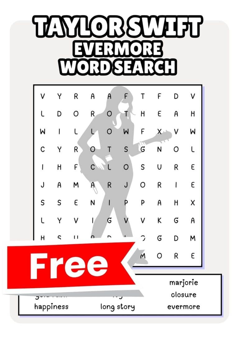 Taylor Swift Word Searches (12 Free Printable Pdfs) - Teach Prints