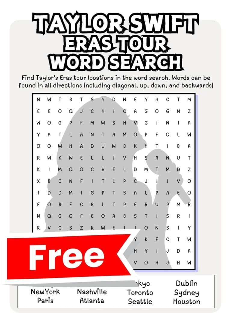 Taylor Swift Word Searches (12 Free Printable Pdfs) - Teach Prints