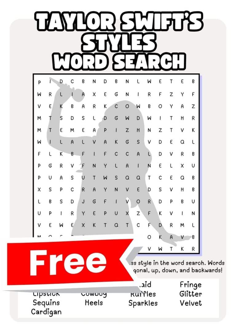 Taylor Swift Word Searches (12 Free Printable Pdfs) - Teach Prints