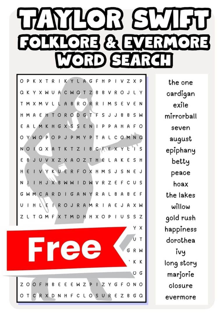 Taylor Swift Word Searches (12 Free Printable Pdfs) - Teach Prints