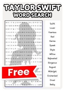 Taylor Swift Word Searches (12 Free Printable Pdfs) - Teach Prints