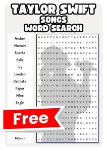 Taylor Swift Word Searches (12 Free Printable Pdfs) - Teach Prints