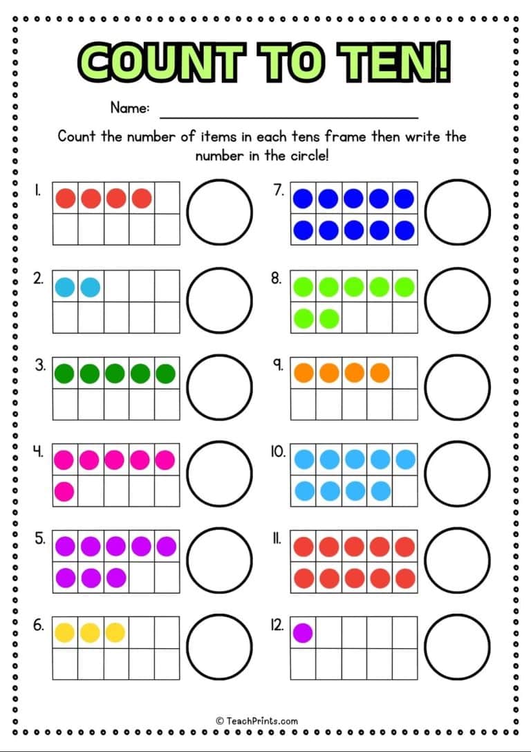 Free 1-10 Counting Worksheet - Teach Prints