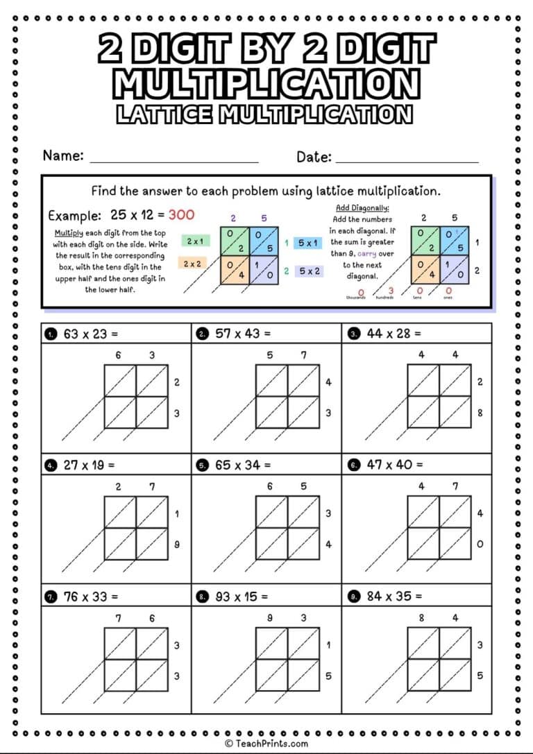 Free 2 Digit by 2 Digit Multiplication Worksheets - Teach Prints