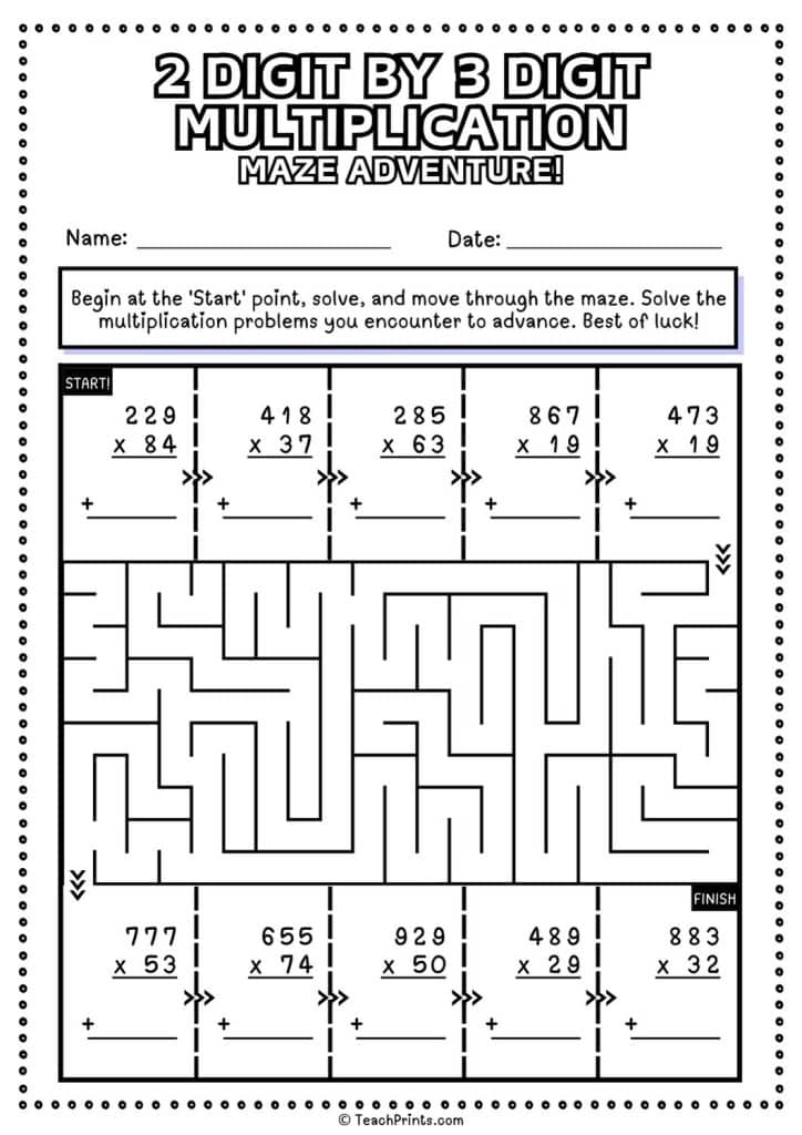 Free 2 Digit by 3 Digit Multiplication Worksheets - Teach Prints