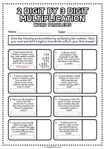 Free 2 Digit by 3 Digit Multiplication Worksheets - Teach Prints