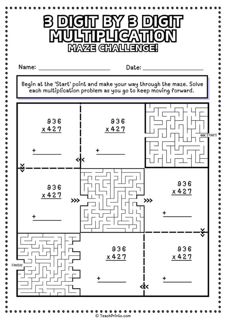 Free 3 Digit by 3 Digit Multiplication Worksheets - Teach Prints