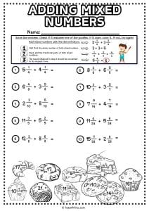 Free Adding Mixed Numbers Worksheets - Teach Prints
