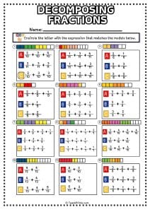Free Decomposing Fractions Worksheets - Teach Prints