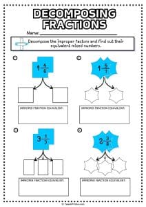 Free Decomposing Fractions Worksheets - Teach Prints