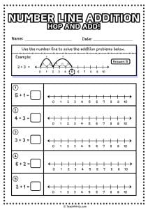Number Line Addition Worksheets - Free! - Teach Prints