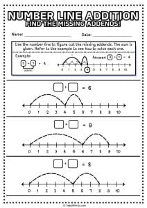 Number Line Addition Worksheets - Free! - Teach Prints