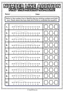 Number Line Addition Worksheets - Free! - Teach Prints