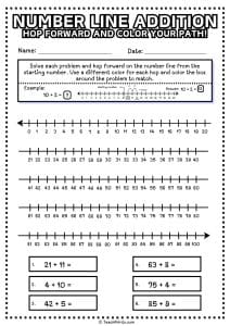 Number Line Addition Worksheets - Free! - Teach Prints