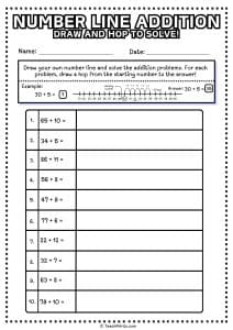 Number Line Addition Worksheets - Free! - Teach Prints