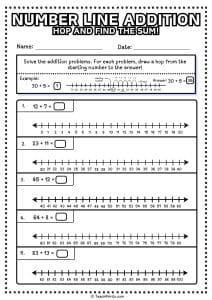 Number Line Addition Worksheets - Free! - Teach Prints