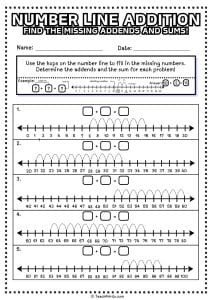 Number Line Addition Worksheets - Free! - Teach Prints