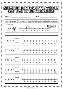 Number Line Subtraction Worksheets - Free! - Teach Prints