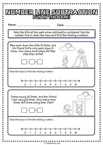 Number Line Subtraction Worksheets - Free! - Teach Prints