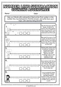Number Line Subtraction Worksheets - Free! - Teach Prints