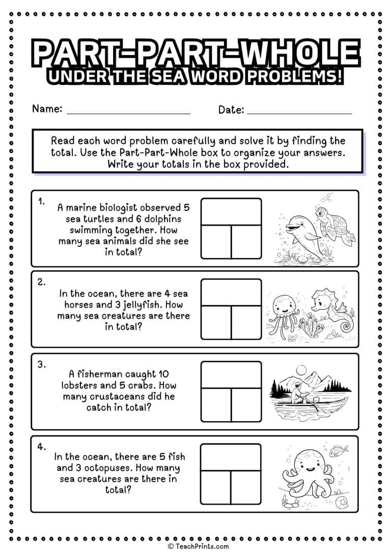 Part-Part Whole Worksheets - Free! - Teach Prints