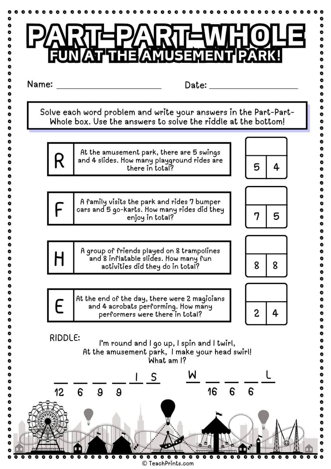 Part-Part Whole Worksheets - Free! - Teach Prints