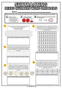 Free Subtracting Mixed Numbers Worksheets - Teach Prints