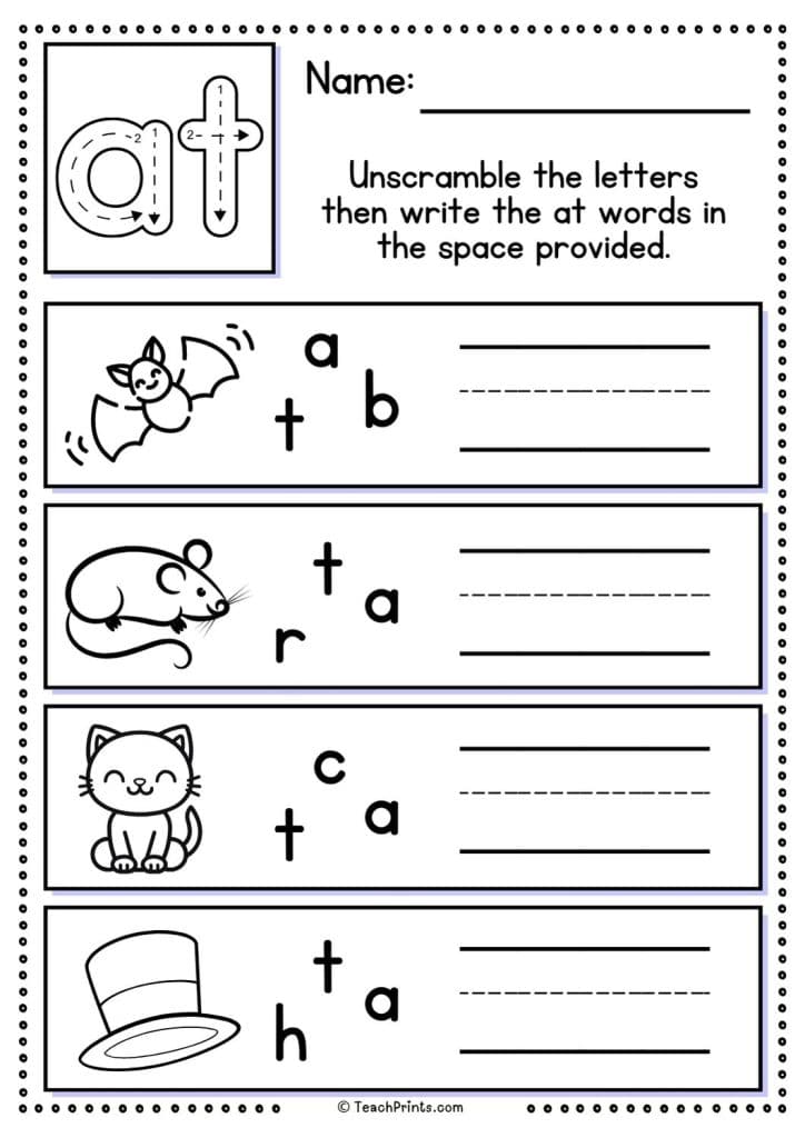 100 Free Word Family Worksheets - Teach Prints